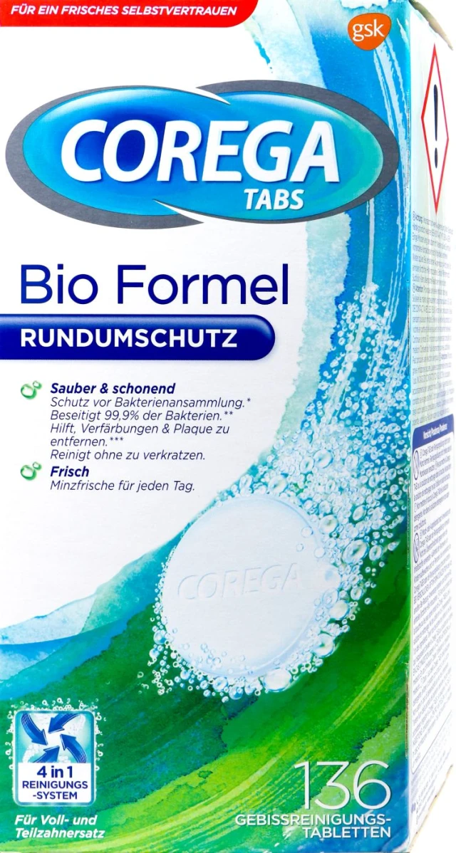 Corega Tabs Bio Formula Καθαριστικά Δισκία για Τεχνητές Οδοντοστοιχίες ...