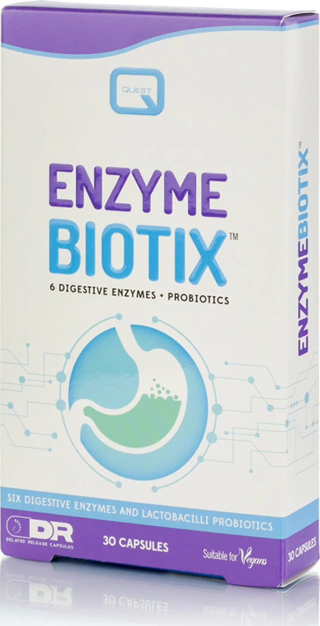 Quest Enzyme Biotix Προβιοτικά με 6 Πεπτικά Ένζυμα 30caps | Pharmaspot.gr